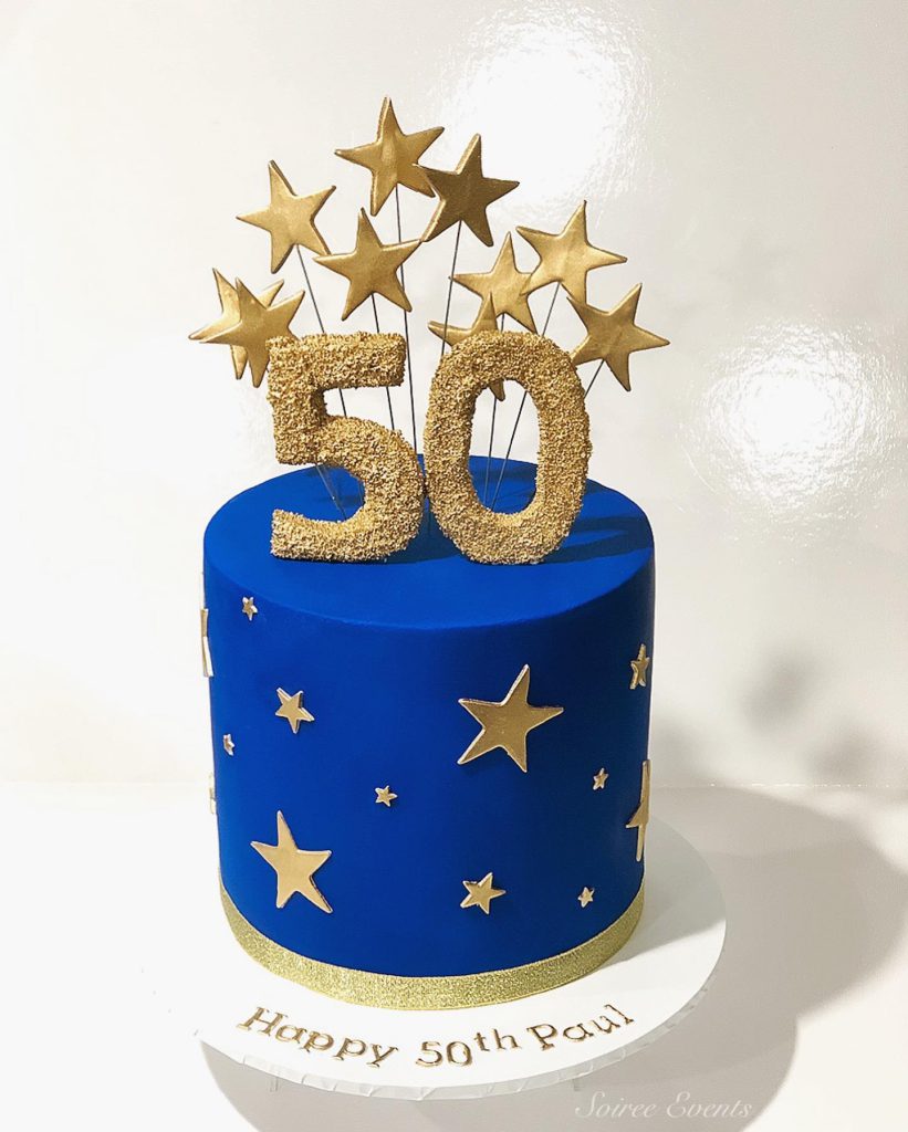 Navy and Gold Shooting Star Cake – Soiree